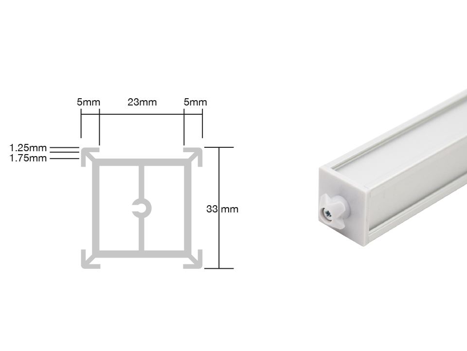 Channel Beam (Plain/With Fabric Comb) for T3 Displays